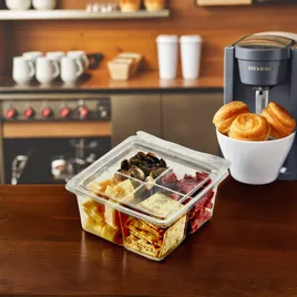 Fresh N' Sealed® Deli Container Hinged 6X6 IN 4 Compartment PET Clear ...