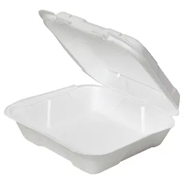 Take-Out Container Hinged Large (LG) 9.25X9.25X3 IN Polystyrene Foam ...