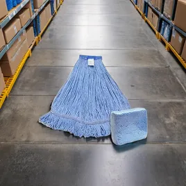 Mop Head Large (LG) 24 OZ Blue Synthetic Fiber Rayon Cotton 4PLY Loop ...