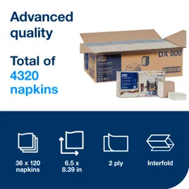 Tork Xpressnap Fit® Dispenser Napkins 8.39X6.5 IN 4.21X3.27 IN White ...