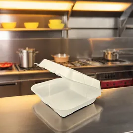 Take-Out Container Hinged 9X9 IN Polystyrene Foam White Square 200/Case ...