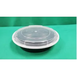 Take-Out Container Base & Lid Combo 48 OZ Plastic Black Round 150/Case ...