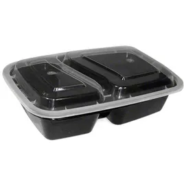 Take-Out Container Base 8X6 IN 2 Compartment Plastic Black Rectangle ...