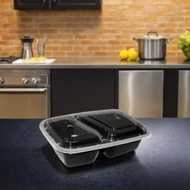Take-Out Container Base 8X6 IN 2 Compartment Plastic Black Rectangle ...
