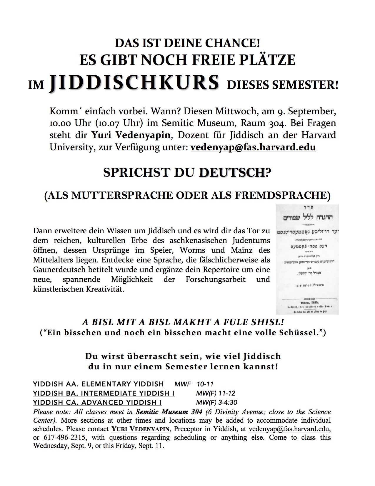 Yidish in ale lender! Harvard’s Campaign for Yiddish | In geveb