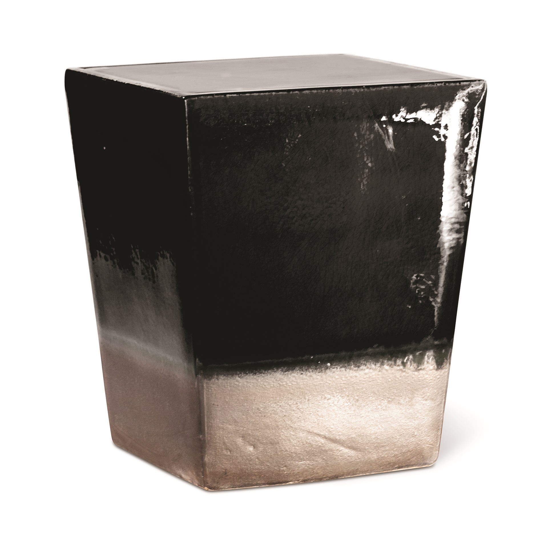 Two Glaze Ceramic Square Cube Stool (Set of 2)