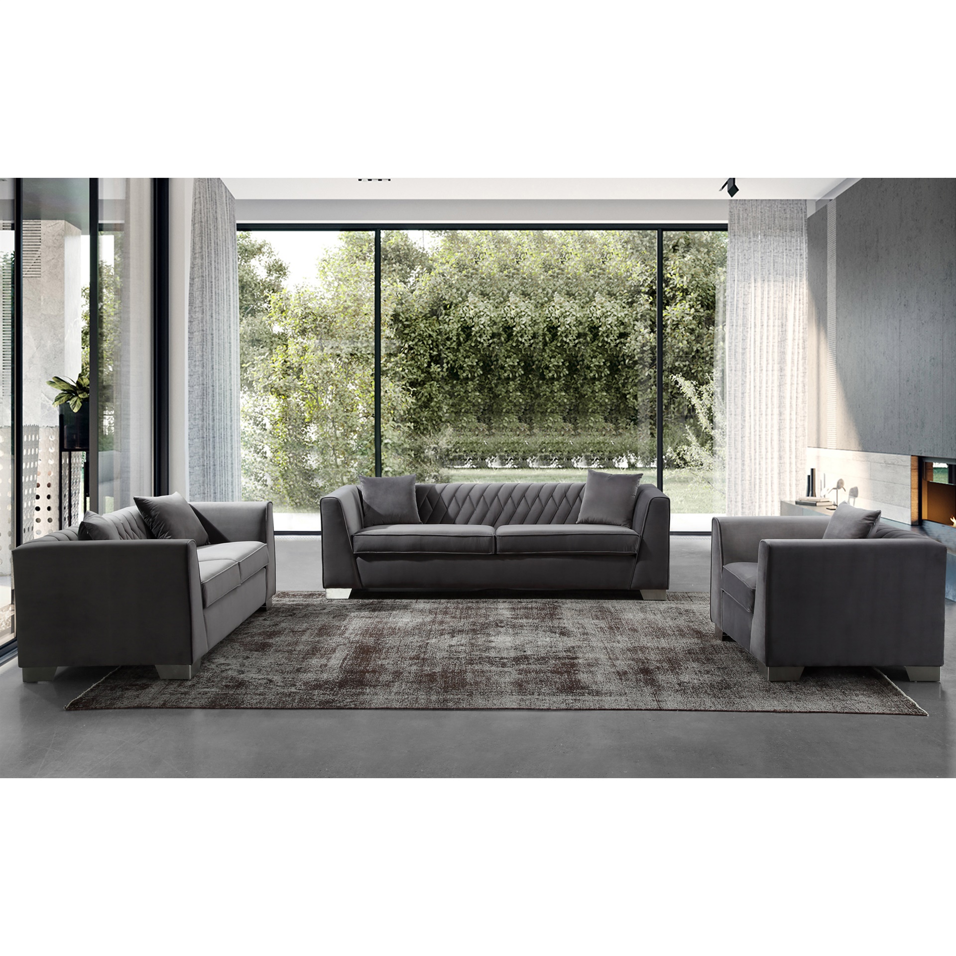 Contemporary Gray Velvet Sommer Sofa|Sommer|Inmod