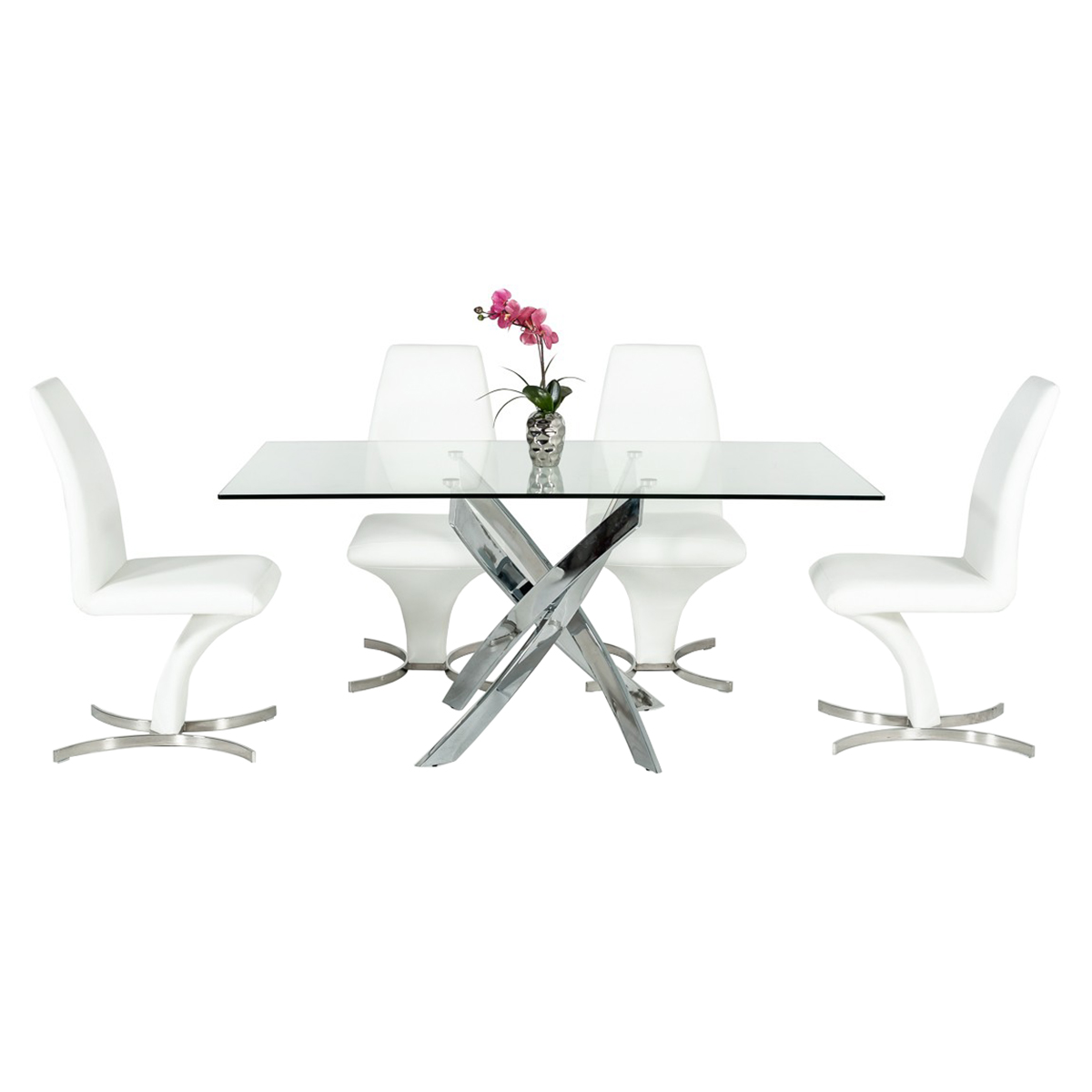 Modrest Pyrite Modern Rectangular Glass Dining Table