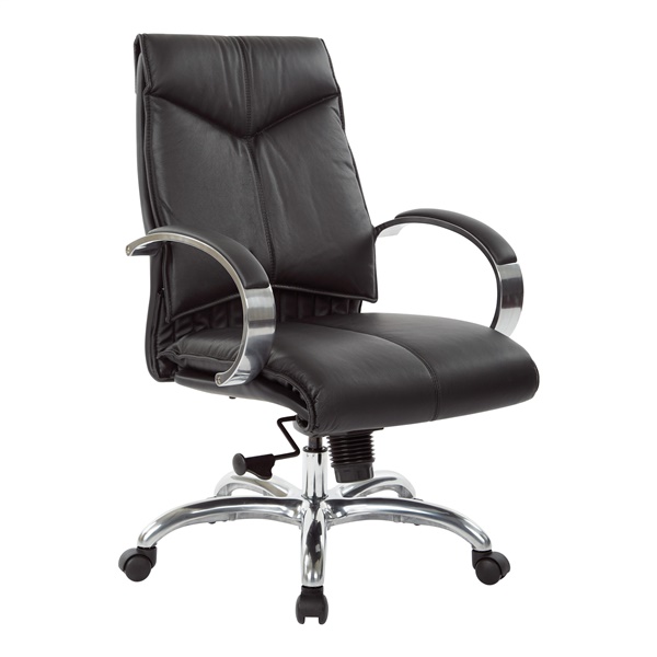 Deluxe Mid Back Executive Leather Chair with Chrome Finish Base