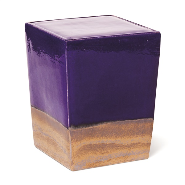 Two Glaze Ceramic Square Cube Stool (Set of 2)