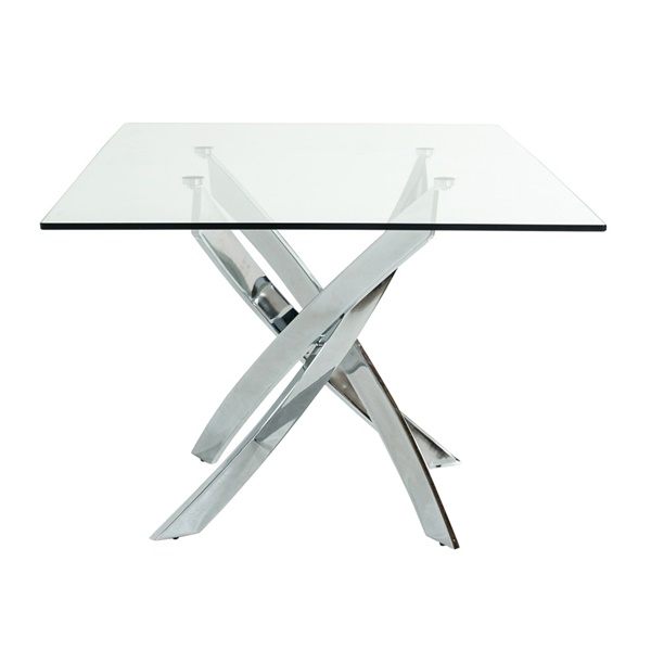 Modrest Pyrite Modern Rectangular Glass Dining Table