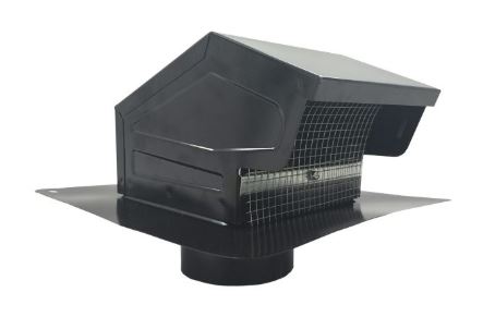 012638 ROOF VENT CAP BLACK FOR 10" ROUND DUCTING WITH SCREEN & DAMPER ...