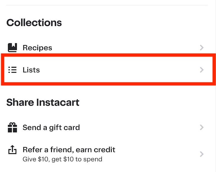 Instacart Help Center - Your lists