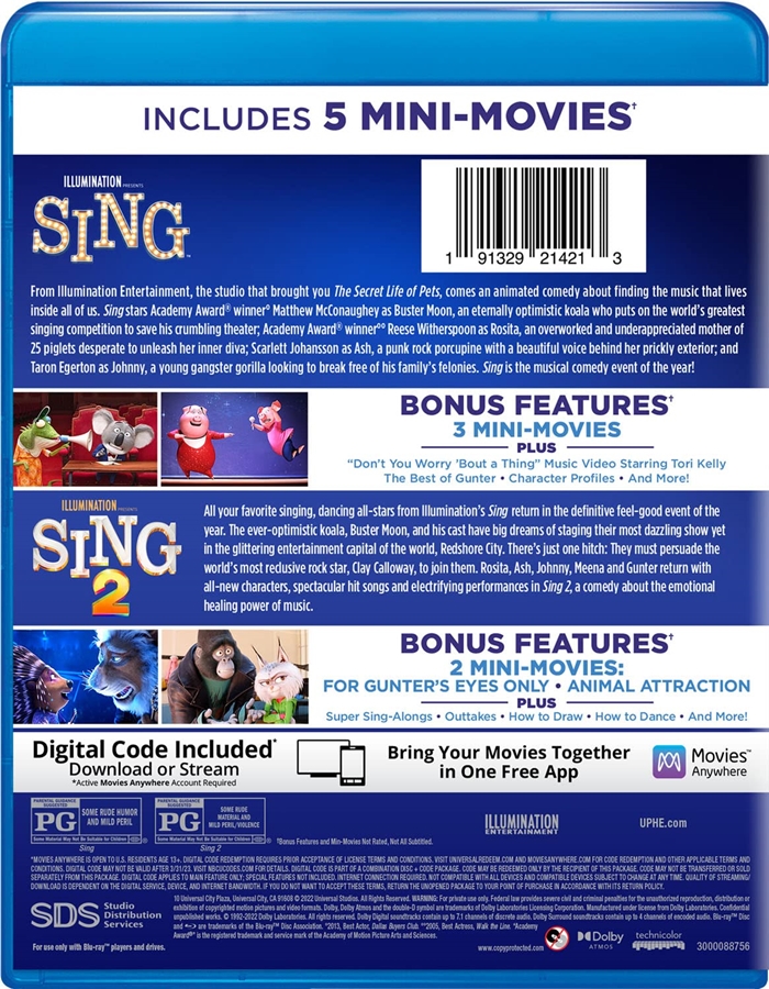 Sing / Sing 2 (2 Movie Pack) - The Internet Animation Database