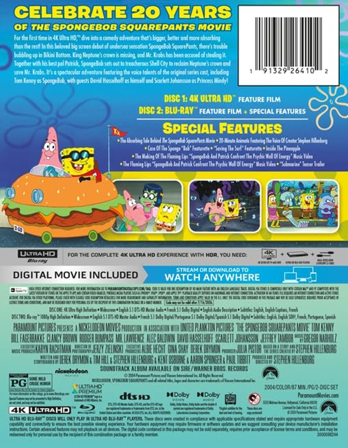 The SpongeBob SquarePants Movie (Steelbook) - The Internet Animation ...