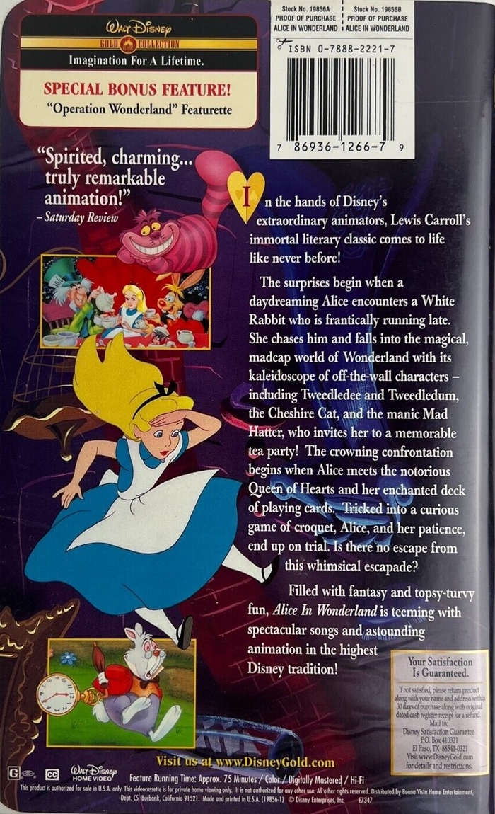 Alice In Wonderland Vhs 2000