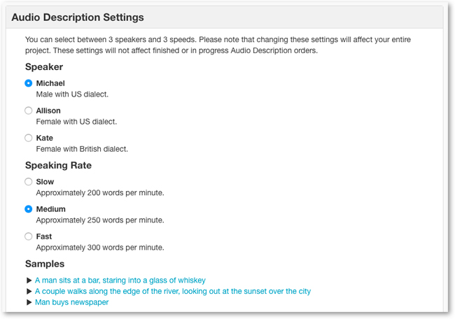 Audio Description: Settings – 3Play Media Support