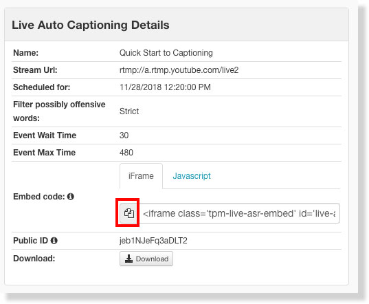 Live Captions: Schedule Live Captions for an RTMP Stream – 3Play Media ...