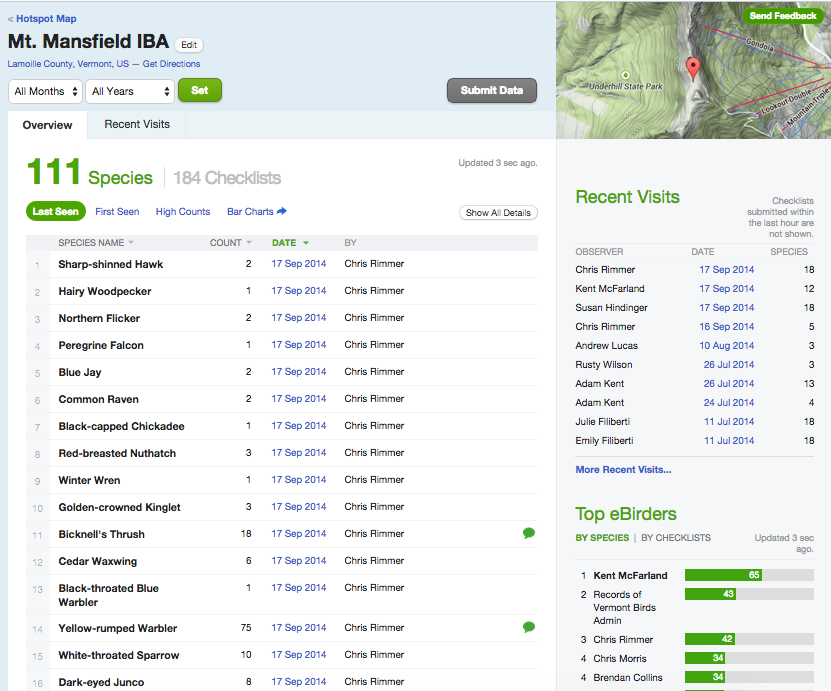 Finding Vermont Birding Hotspot Near You - eBird Vermont