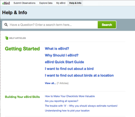 New eBird tab - Help & Info - eBird