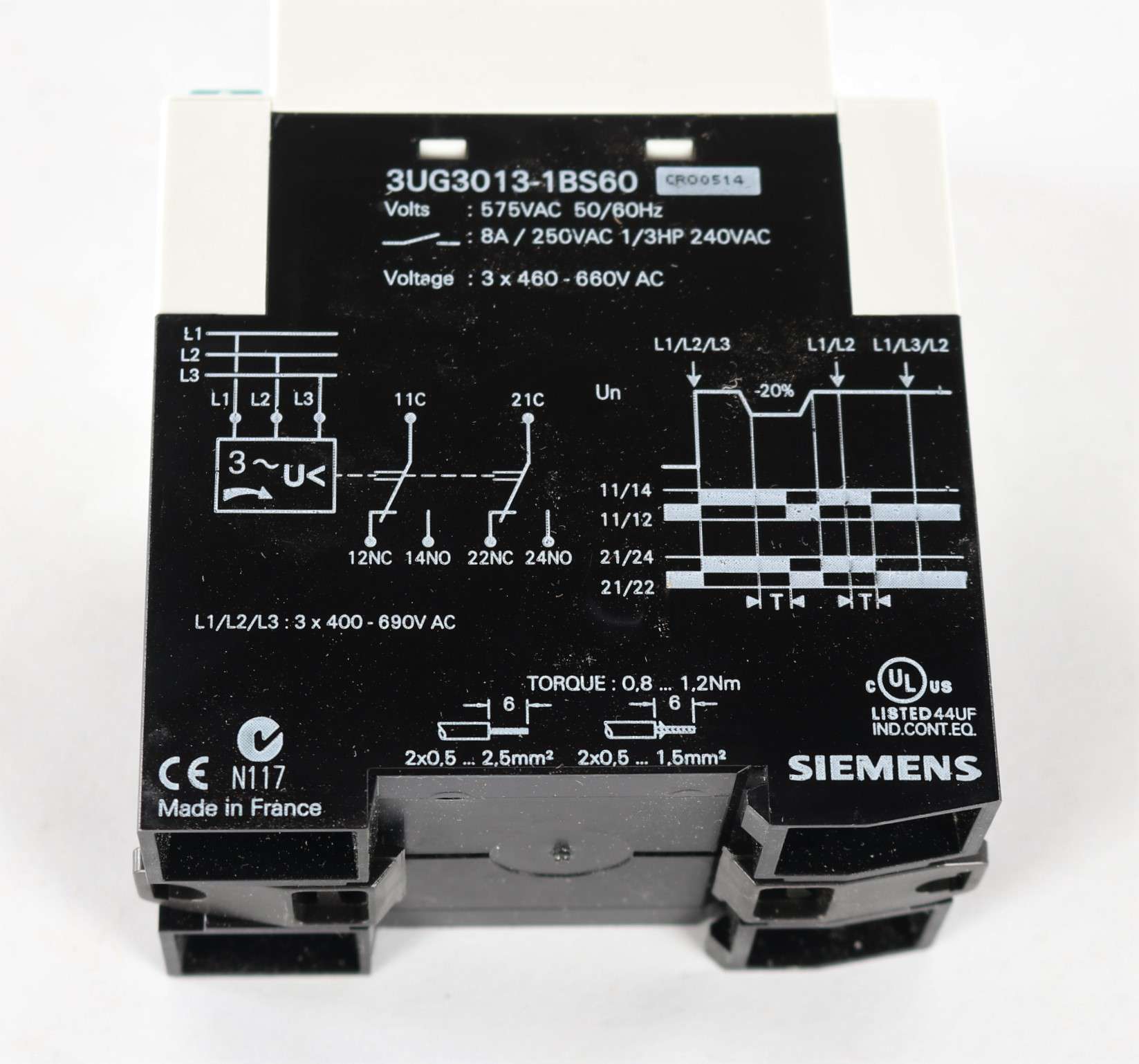 3UG3013-1BS60 from SIEMENS - MONITORING RELAY - 3-PHASE LINE VOLTAGE