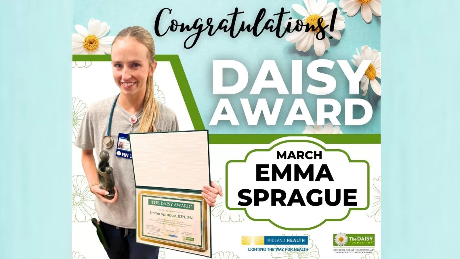 Emma Sprague recognized with DAISY Award | Midland Times