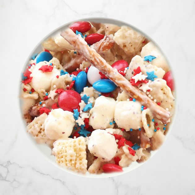 Stars and Stripes Homemade Chex Party Mix | Snack Mix
