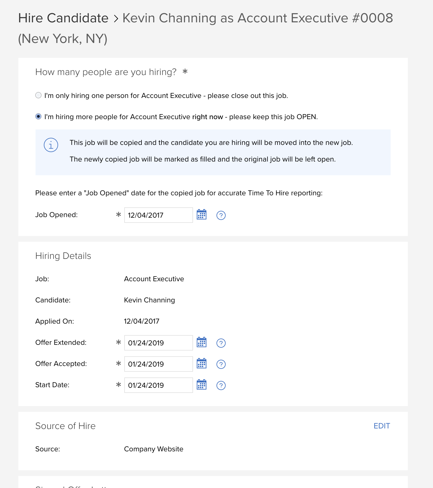 Hire multiple people at the same time with job openings
