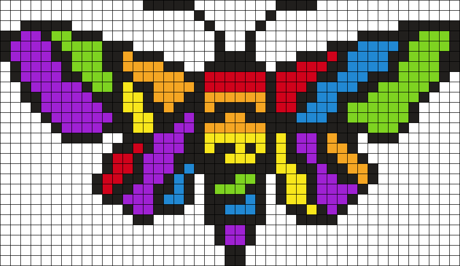 Pride Moth Perler Bead Pattern | Bead Sprites | Animals Fuse Bead Patterns