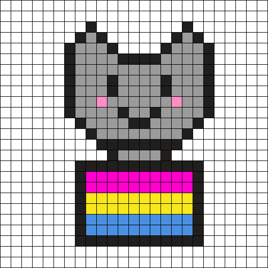 Cat With Pan Flag Perler Bead Pattern | Bead Sprites | Animals Fuse ...