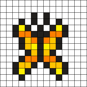 Butterfly Orange-cream 14x14 Perler Bead Pattern | Bead Sprites ...