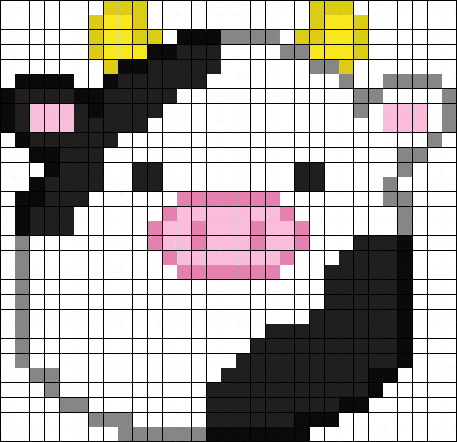 Ronnie The Cow Black Perler Bead Pattern | Bead Sprites | Animals Fuse ...
