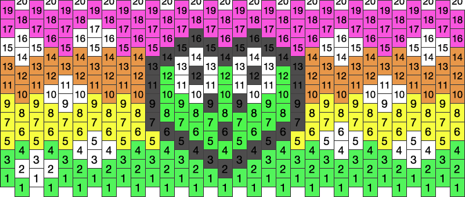 32 X 10 Rainbow Frog Cuff Pony Bead Patterns | Animals Kandi Patterns ...