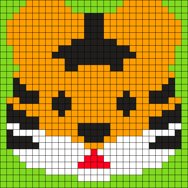 Tiger Face (big) Perler Bead Pattern | Bead Sprites | Animals Fuse Bead ...