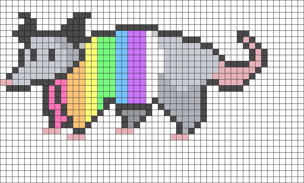Pastel Rainbow Pride Possum Perler Perler Bead Pattern | Bead Sprites ...