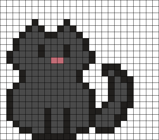 Grey Cat Perler Bead Pattern | Bead Sprites | Animals Fuse Bead Patterns