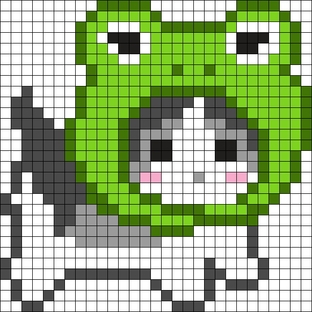 Kitty In A Frog Hat Perler Bead Pattern | Bead Sprites | Animals Fuse ...