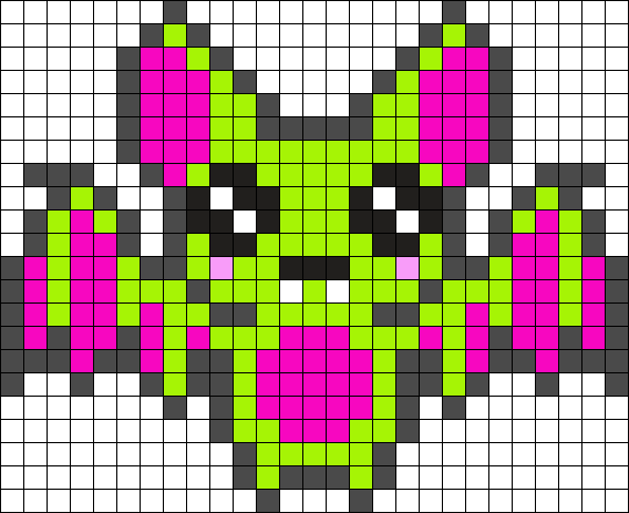 Bat Green Perler Bead Pattern | Bead Sprites | Animals Fuse Bead Patterns