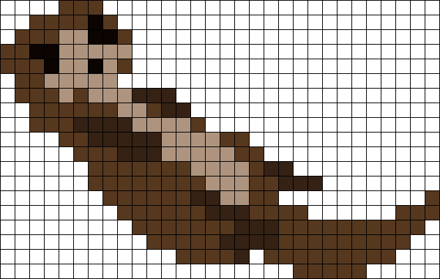 Otter Perler Bead Pattern | Bead Sprites | Animals Fuse Bead Patterns