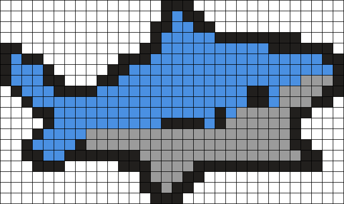 Shark Perler Bead Pattern | Bead Sprites | Animals Fuse Bead Patterns