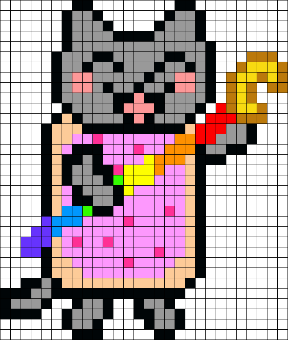 Nyan Cat Magical Wand Perler Bead Pattern | Bead Sprites | Animals Fuse ...