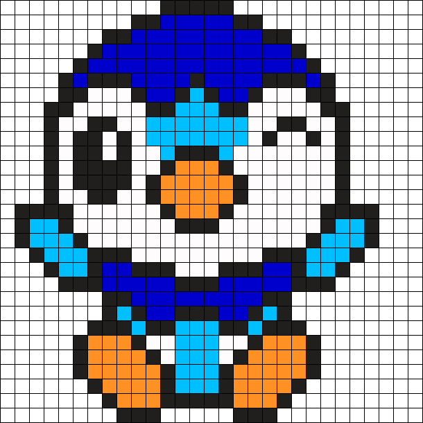Penguin 2 Perler Bead Pattern | Bead Sprites | Animals Fuse Bead Patterns