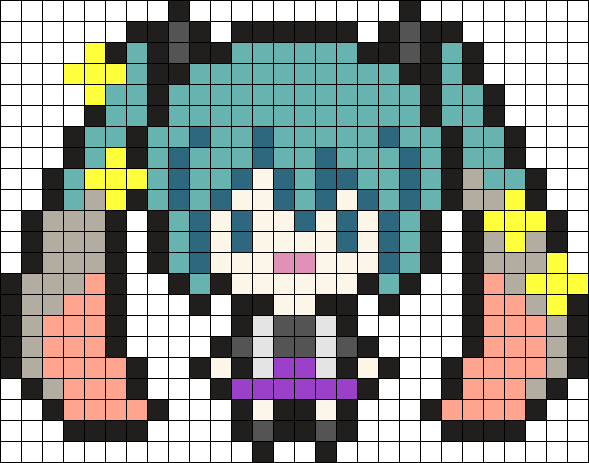 Miku Vocaloid Winter 3rd Season Perler Bead Pattern | Bead Sprites ...