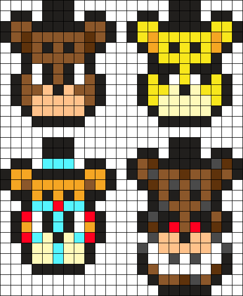 Freddy's Fnaf Chibi Perler Head Perler Bead Pattern | Bead Sprites ...