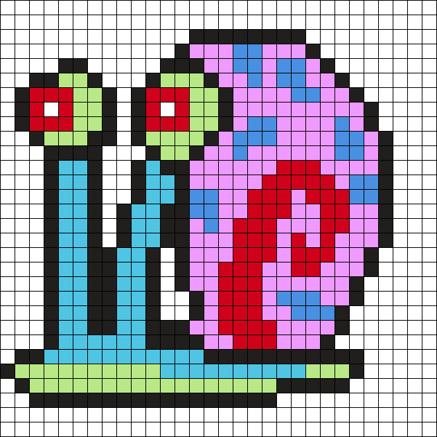 Garry The Snail - Perler/Bead Sprite Perler Bead Pattern | Bead Sprites ...