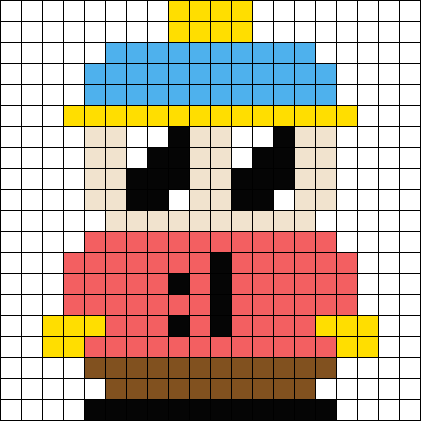 Cartman Perler Bead Pattern | Bead Sprites | Characters Fuse Bead Patterns