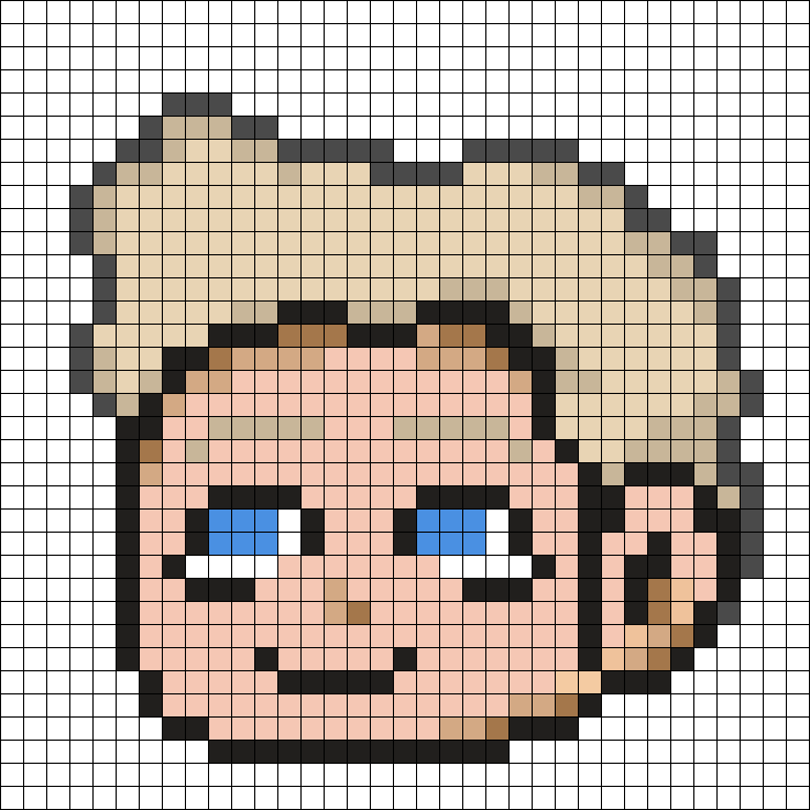 Aziraphale X Scott Pilgrim Head Sprite// Good Omens Perler Bead Pattern ...