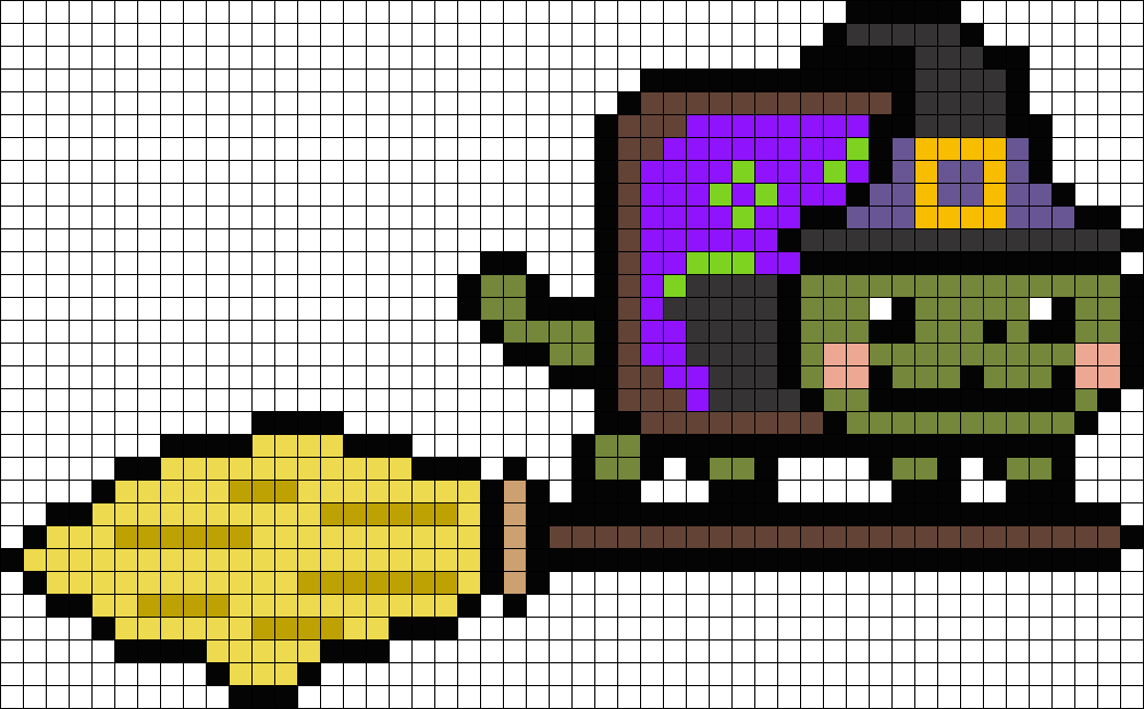 Witch Nyan Cat Poptart Cat Halloween Broom Perler Bead Pattern | Bead ...