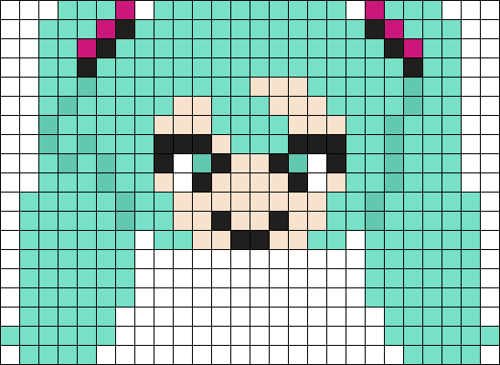 Chibi Miku Face Perler (Request) Perler Bead Pattern | Bead Sprites ...