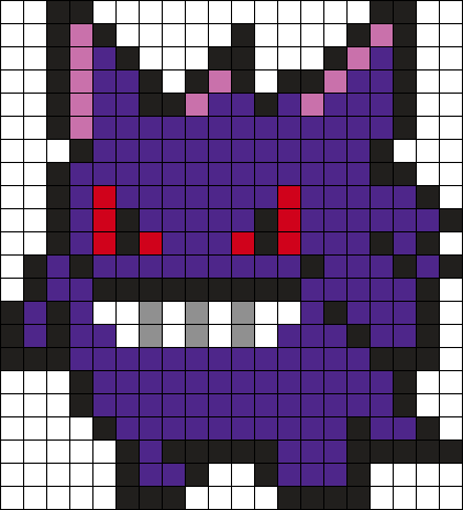 Gengar Mini Perler Bead Pattern | Bead Sprites | Characters Fuse Bead ...